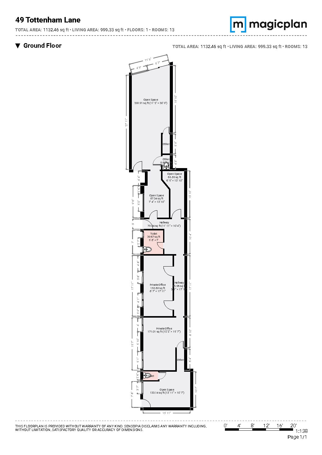 1,133 sq ft Shop Unit for Rent on Busy Tottenham Lane, London N8